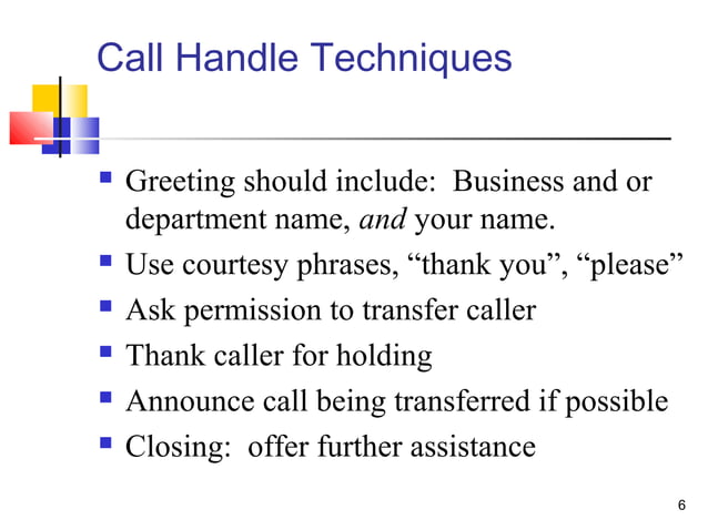 Professional call handling techniques (1) | PPT | Business and Finance