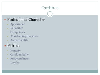 Professional character and ethical values | PPTX