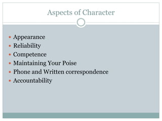 Professional character and ethical values | PPTX