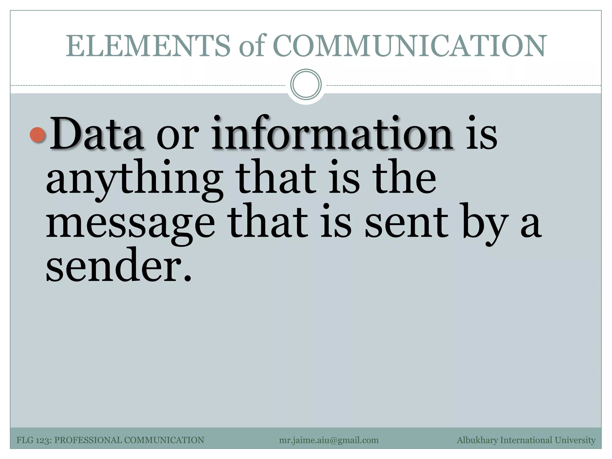 Professional Communication 1 - Basic Elements | PPT