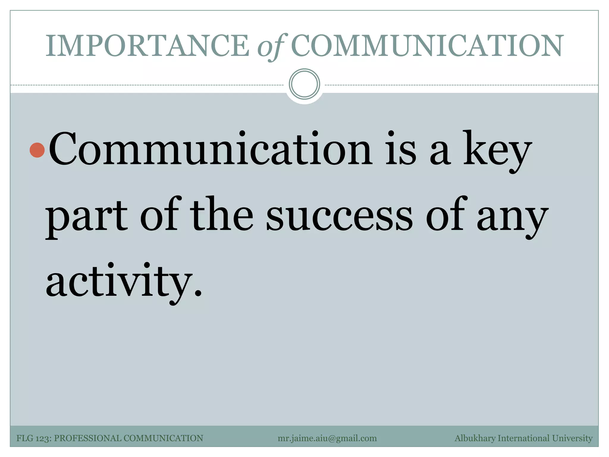 Professional Communication 1 - Basic Elements | PPTX