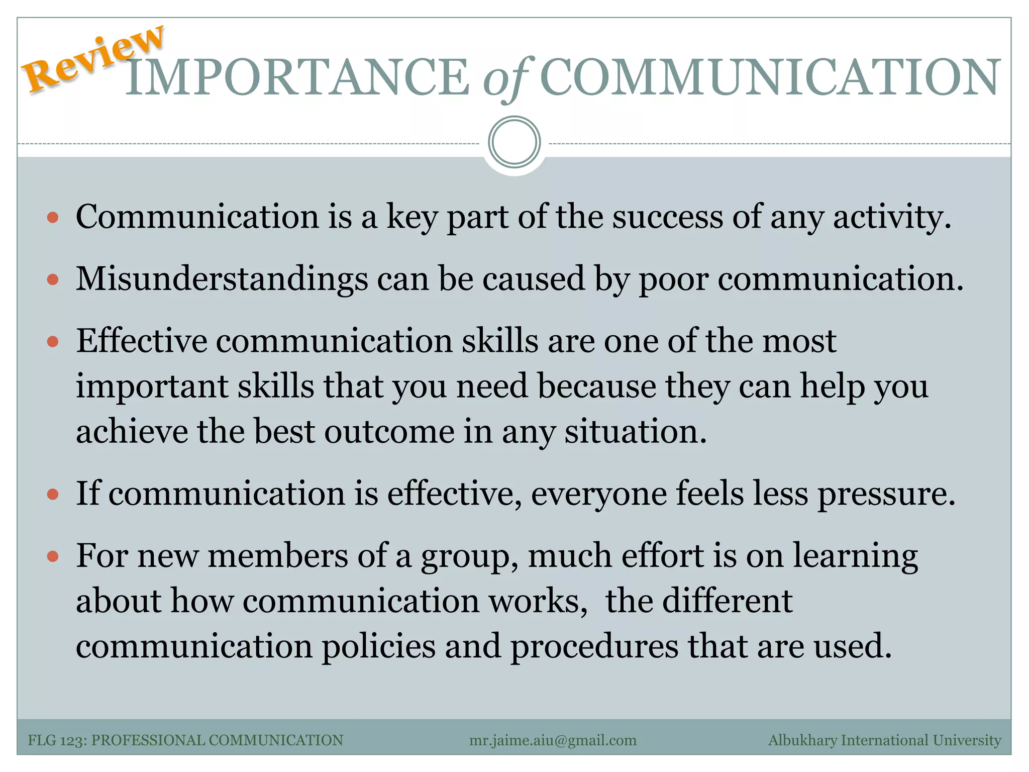Professional Communication 1 - Basic Elements | PPT
