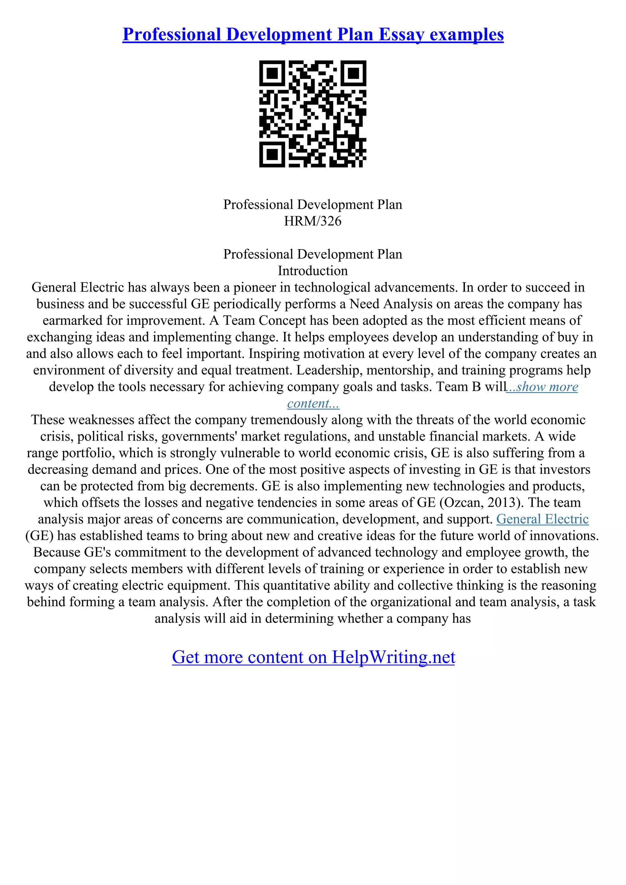 Professional Development Essay | PDF
