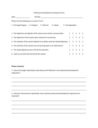 Professional development evaluation form | DOC