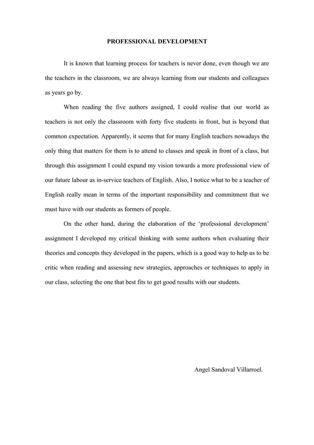 Professional development (reflection) | DOC | Education