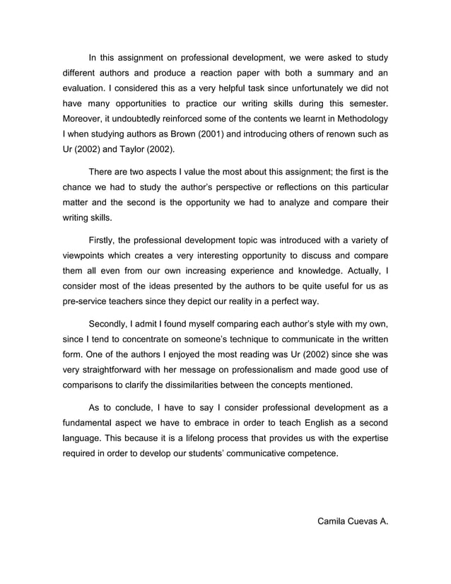 Professional development reflection | PDF