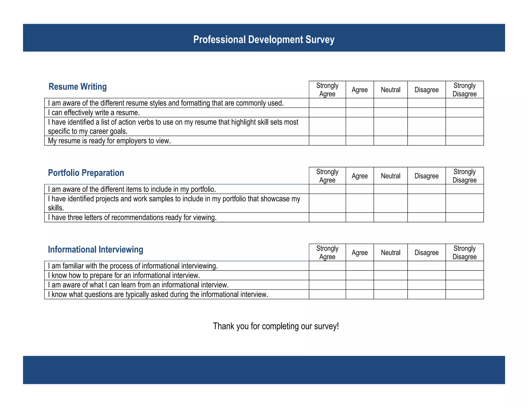 Professional Development Survey Questionairre | DOCX