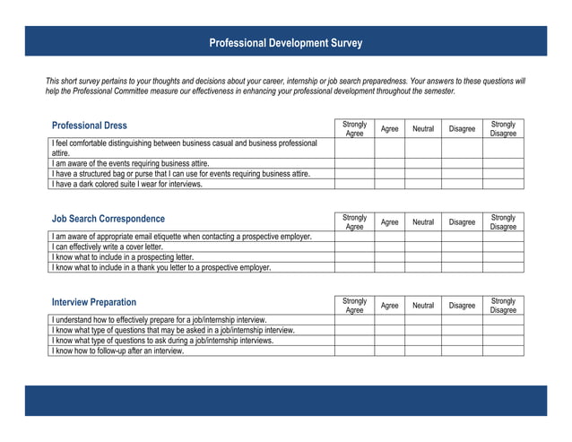 Professional Development Survey Questionairre | PPT