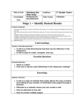 Professional Development Unit | DOC