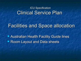 Planning and specification of Intensive Care Units | PPT