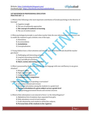 LET Reviewer Professional education set 2 | PDF