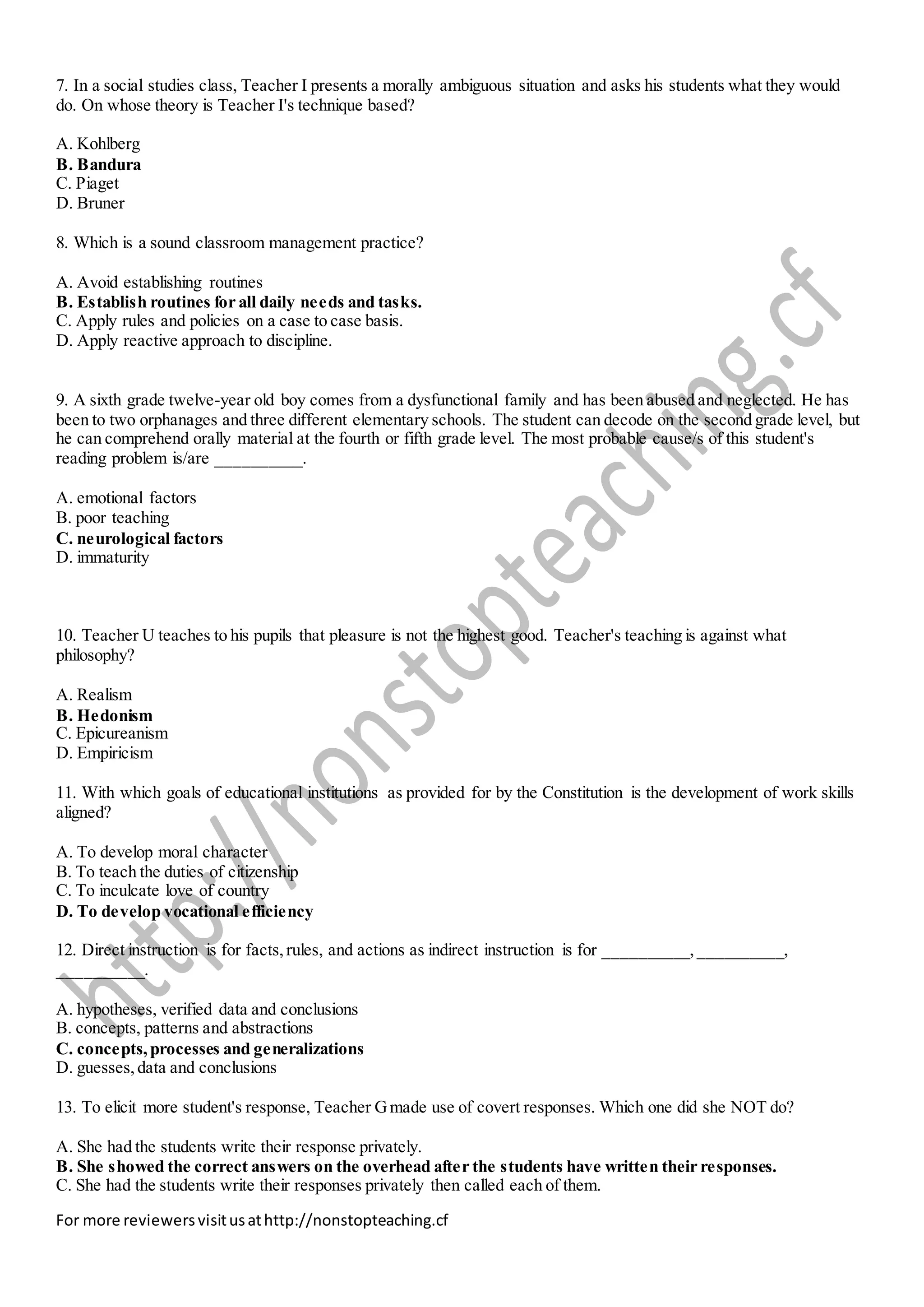 LET Sample Exam Professional education set a | DOCX