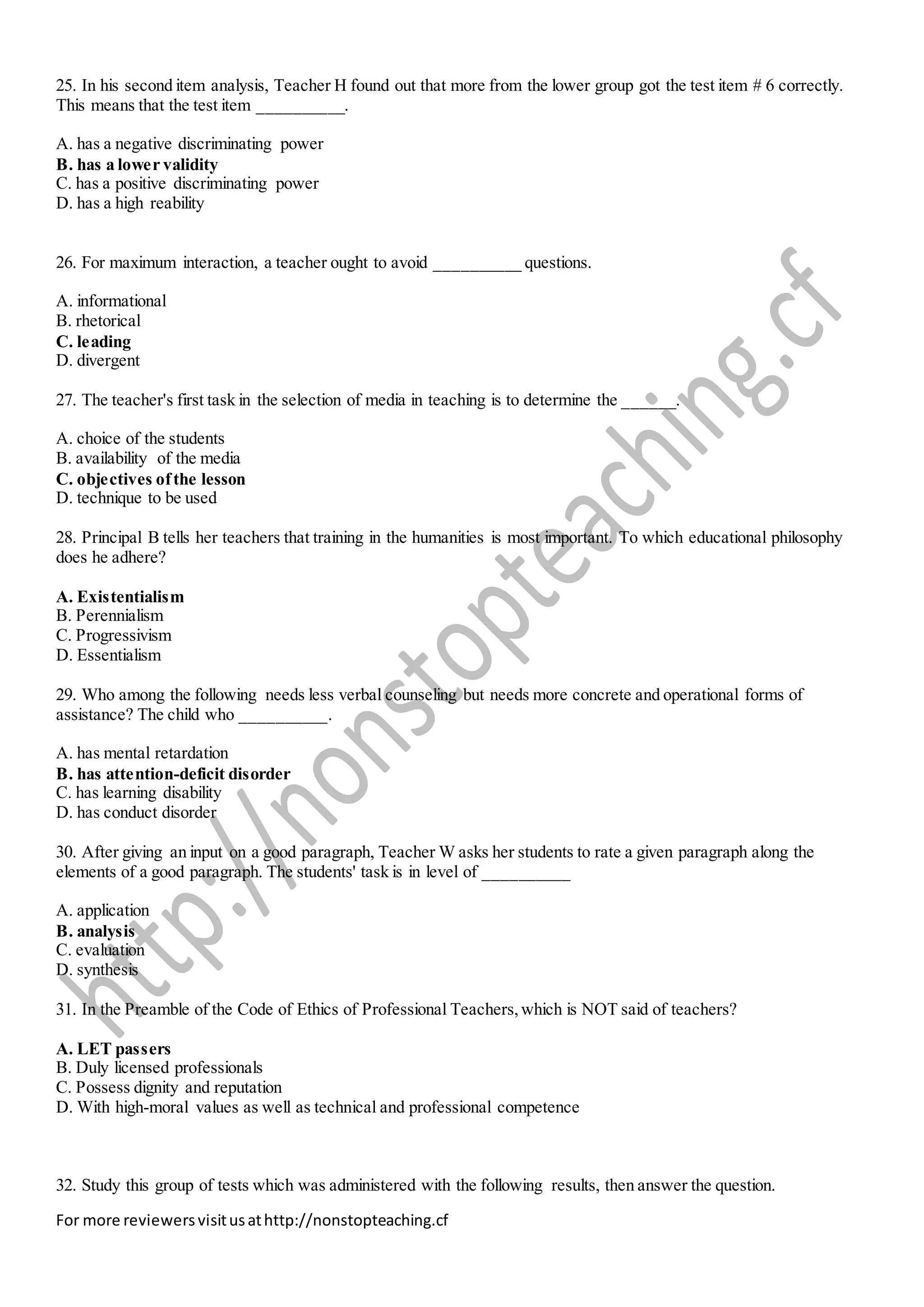 LET Sample Exam Professional education set a | DOCX