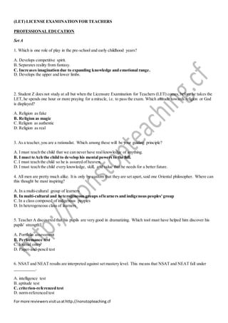 LET Sample Exam Professional education set a | DOCX