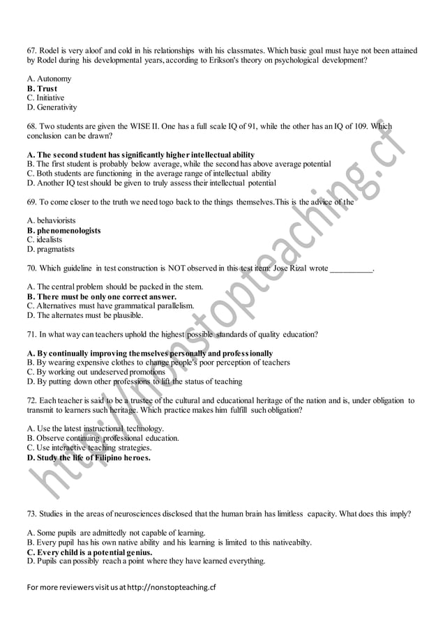 LET Sample Exam Professional education set a | DOCX