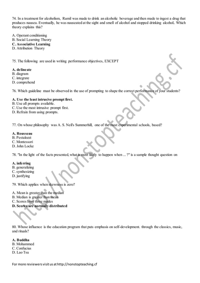 LET Sample Exam Professional education set a | DOCX