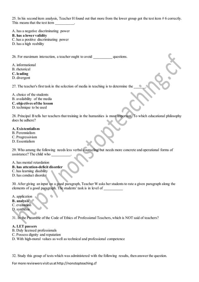 LET Sample Exam Professional education set a | DOCX