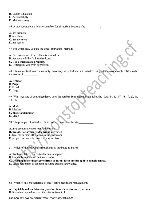 LET Sample Exam Professional education set a | DOCX