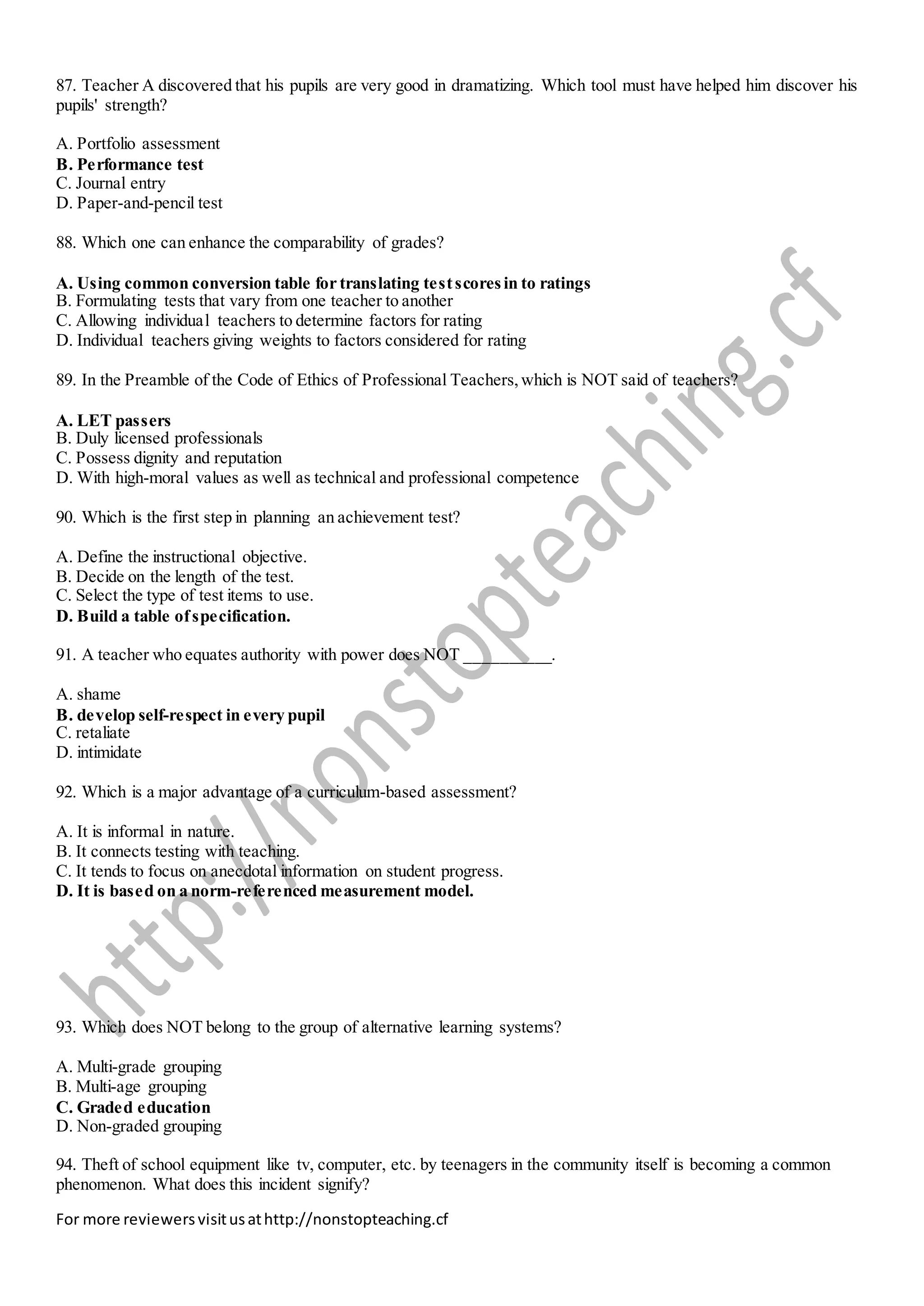 LET Sample Exam Professional education set b | DOCX