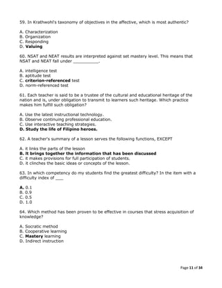 Professional education set d (with highlighted answers) | PDF