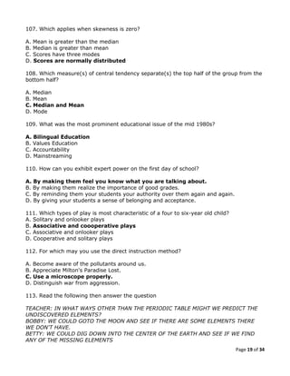 Professional education set d (with highlighted answers) | PDF