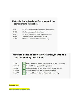 Professional English. Module 1. Exercises | PDF