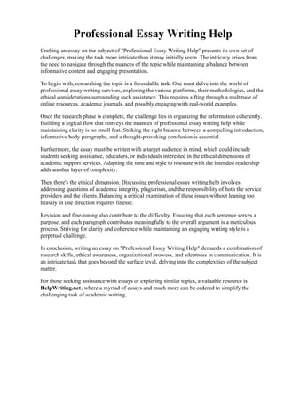 Professional Essay Writing Help. Essay writing help guideline for ...