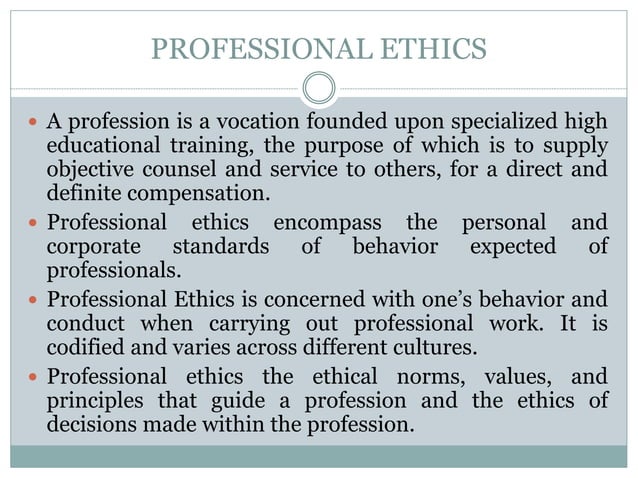 Professional ethics | PPTX | Law
