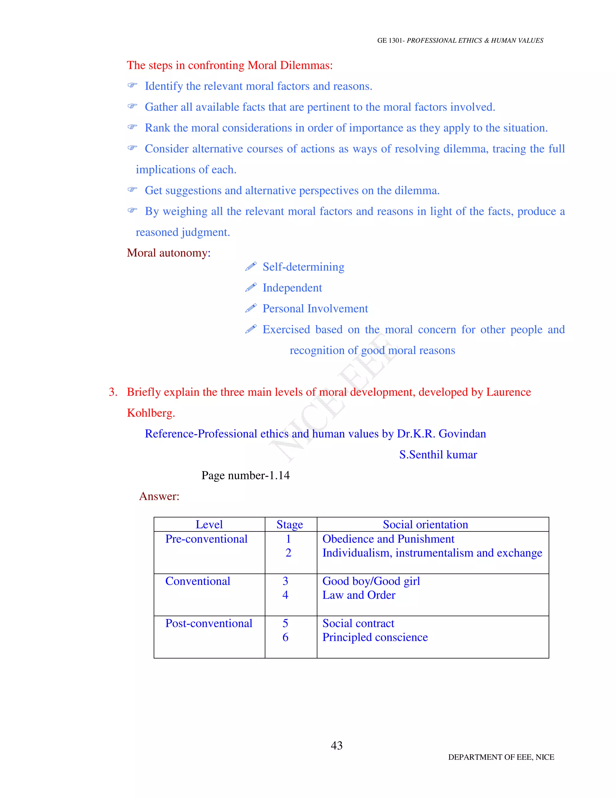Professional ethics 2 mark & 16 mark question bank | PDF