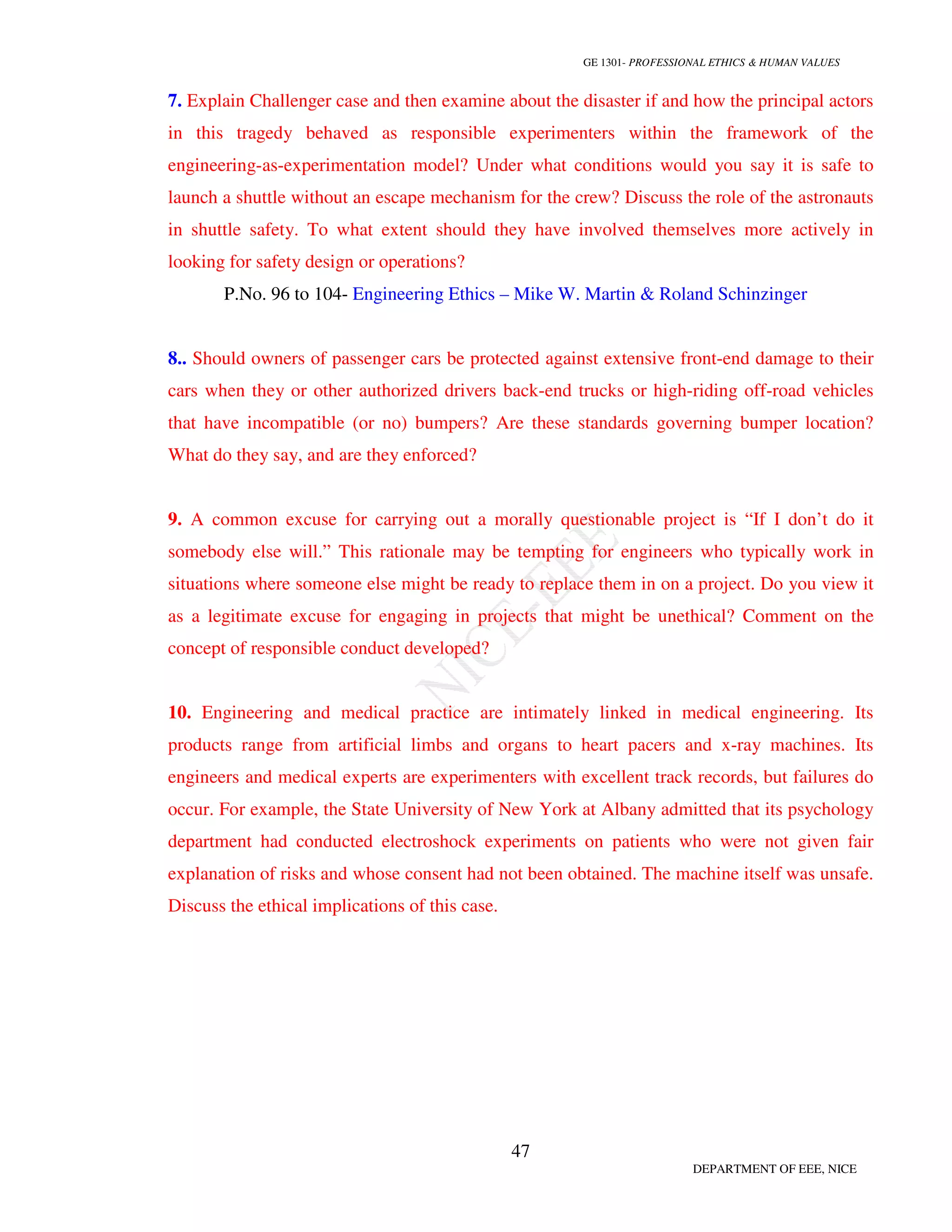 Professional ethics 2 mark & 16 mark question bank | PDF