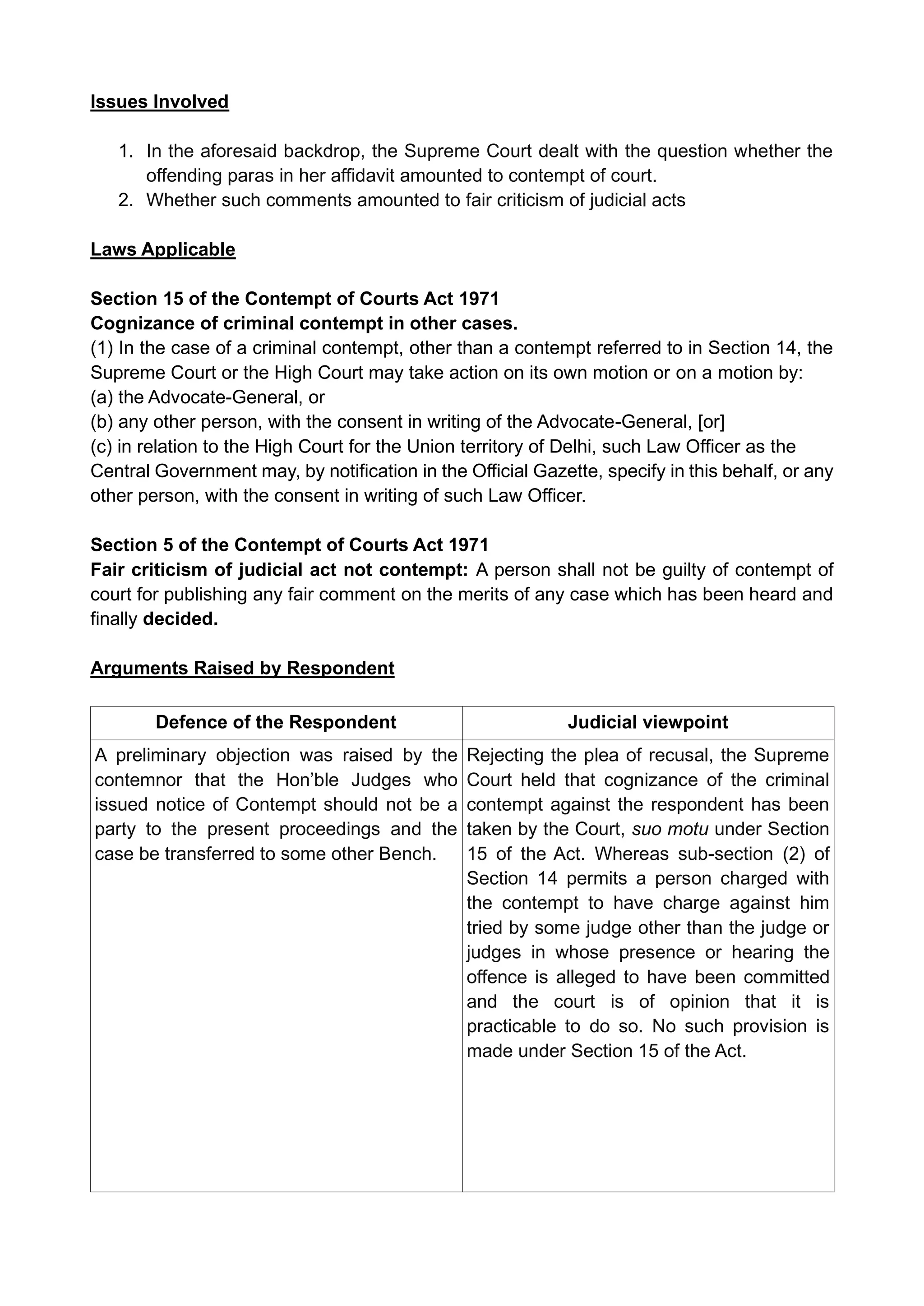 Professional ethics contempt of courts act - re arundhati roy case | PDF