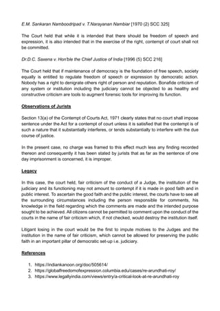 Professional ethics contempt of courts act - re arundhati roy case | PDF