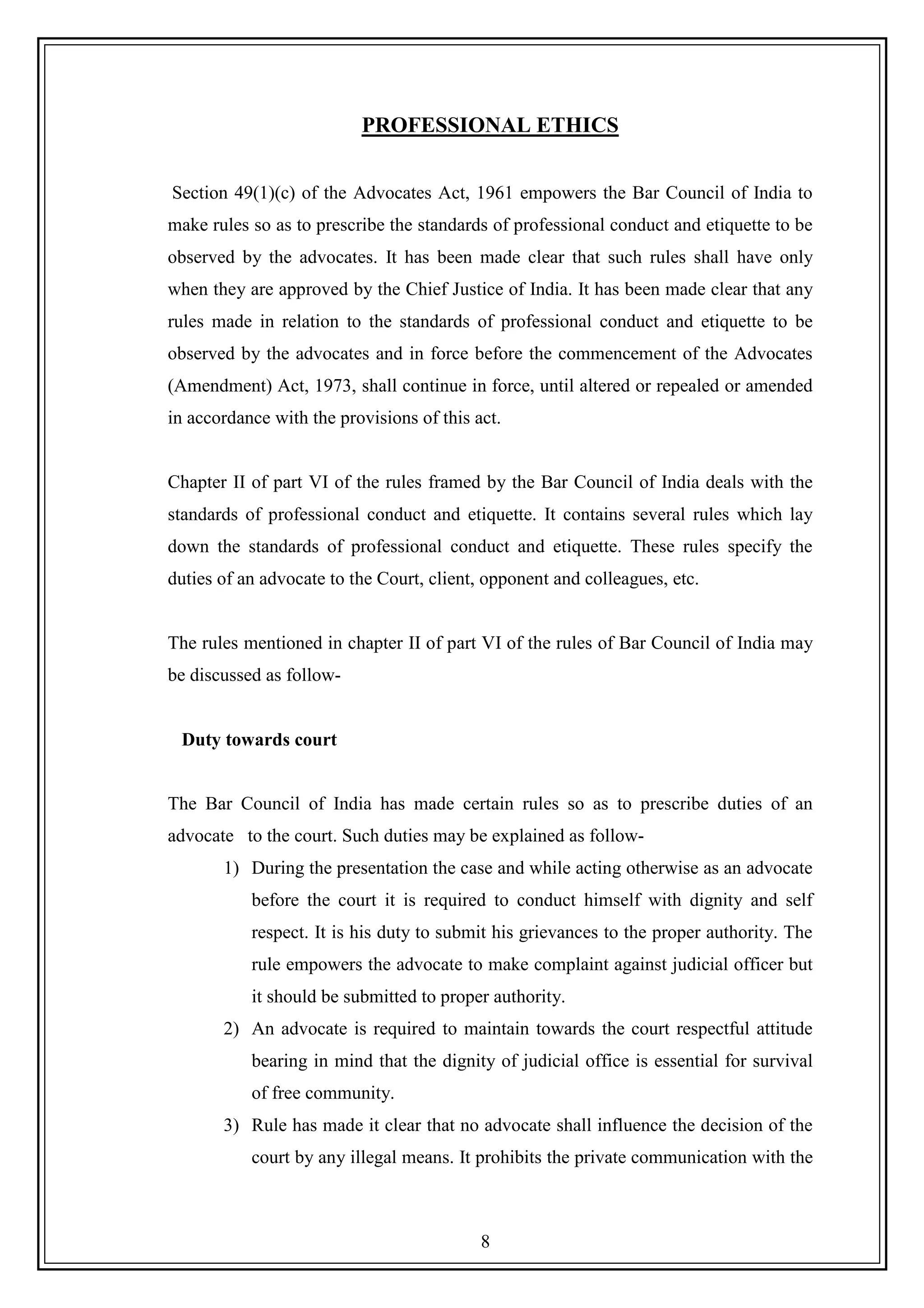 Professional ethics for legal person | PDF