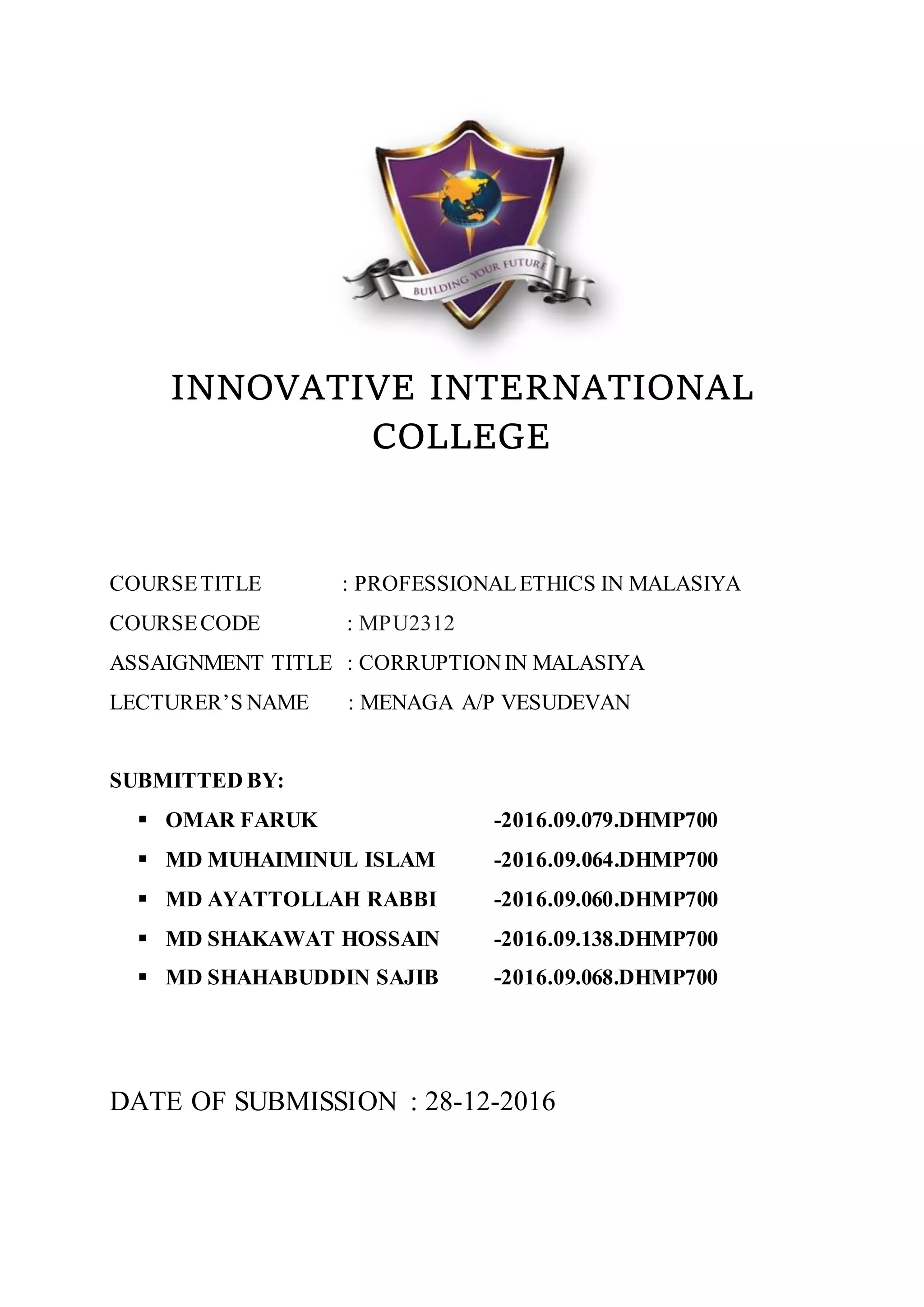 Corruption in Malasiya | DOCX