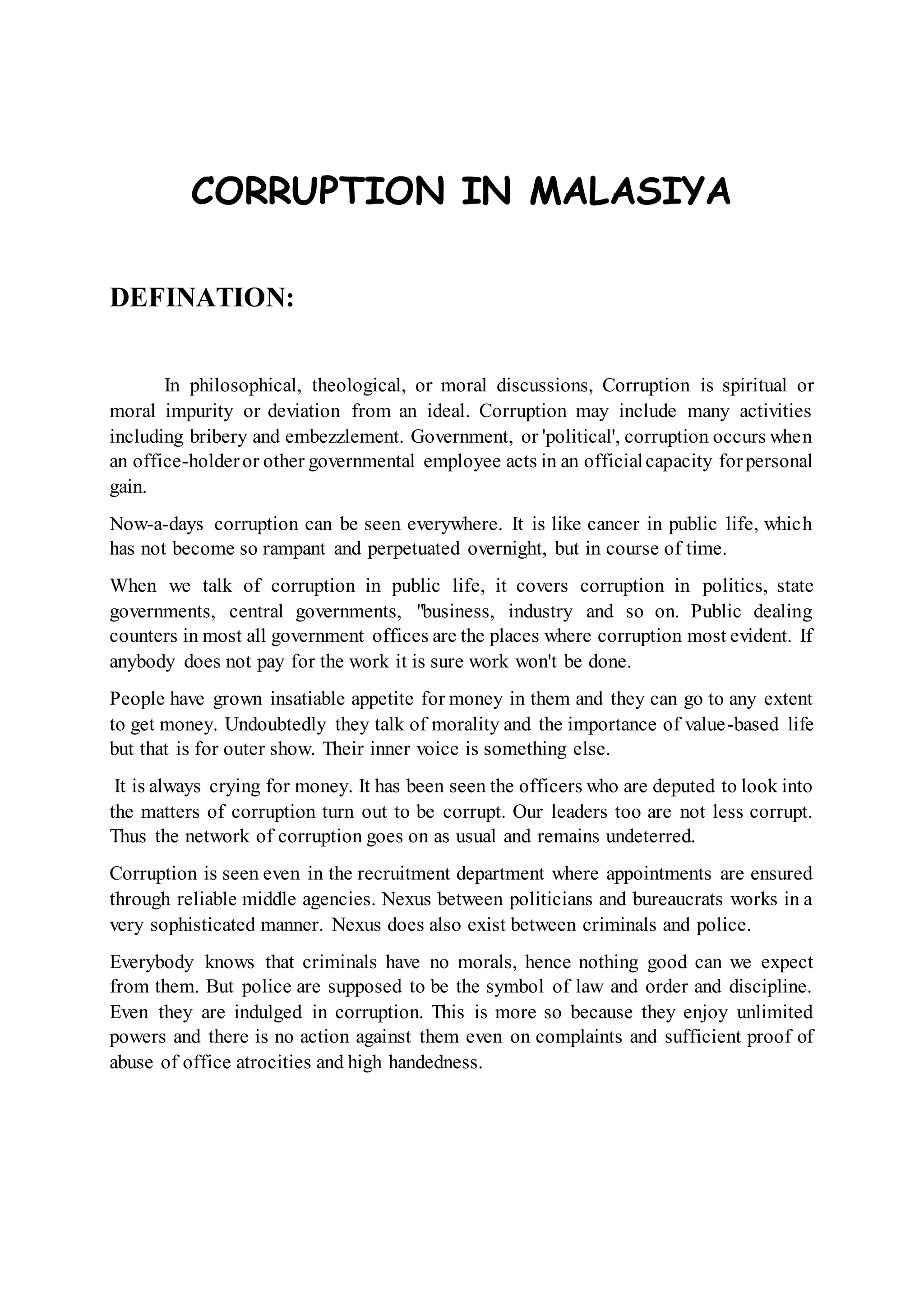 Corruption in Malasiya | DOCX
