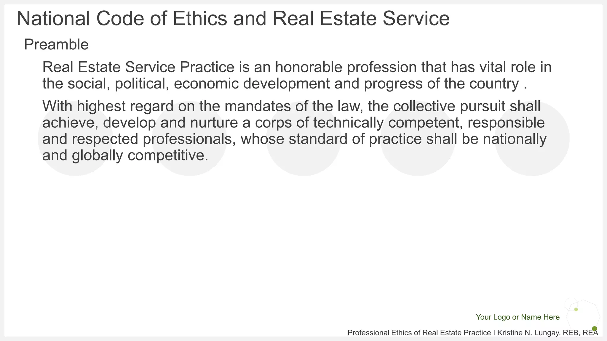 Professional Ethics in Real Estate Practice | PPTX