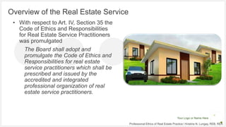 Professional Ethics in Real Estate Practice | PPTX