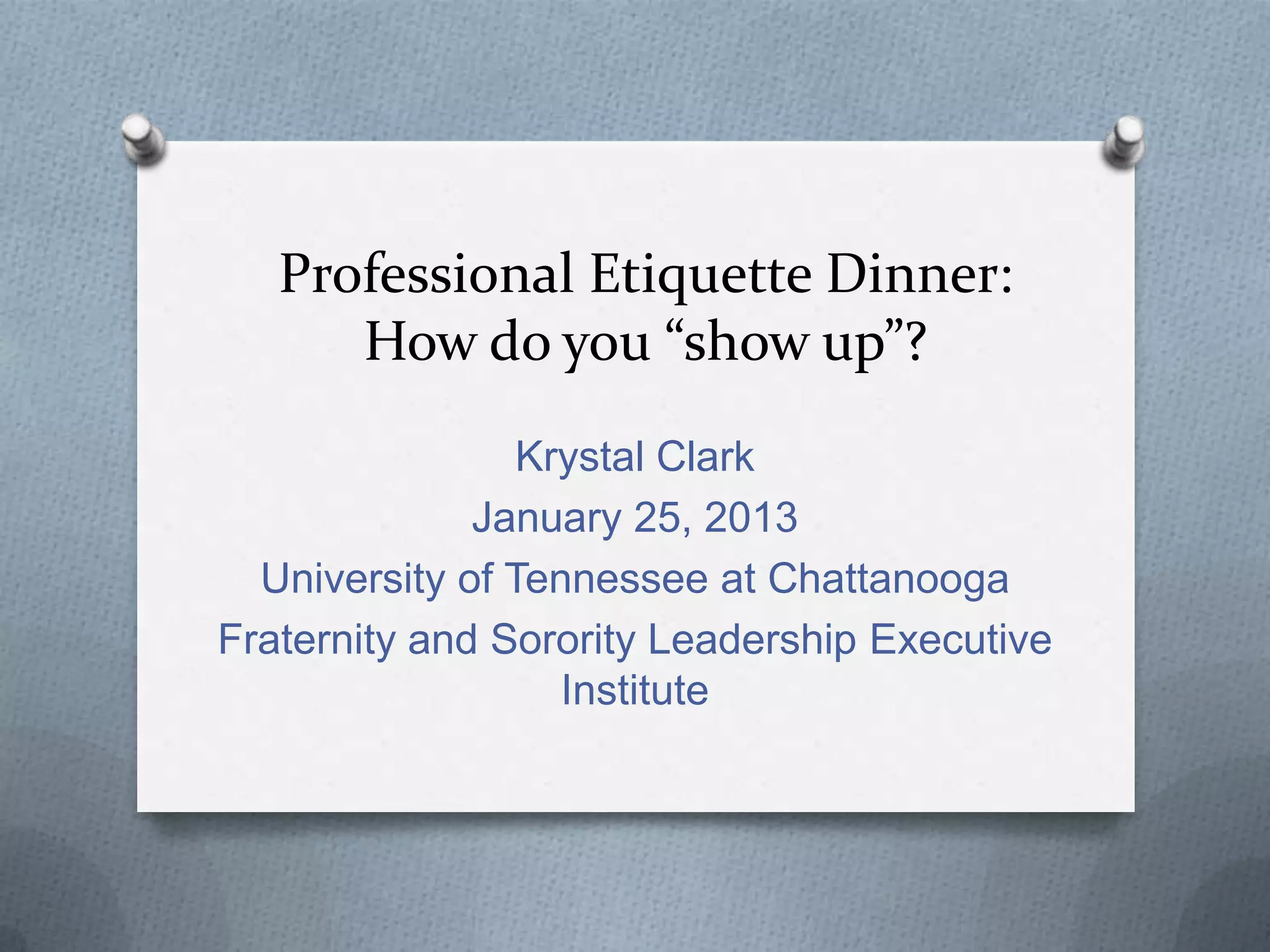 Professional Etiquette Dinner | PPTX