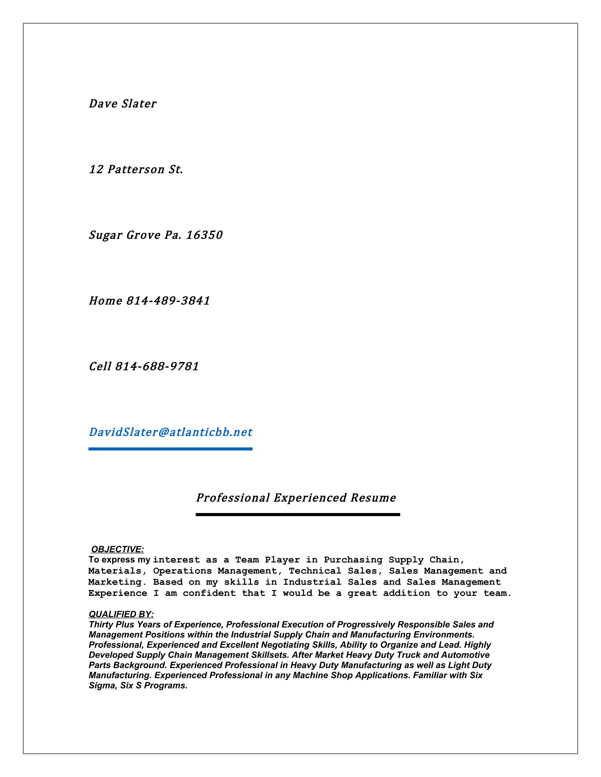 Professional Experianced Resume | PDF