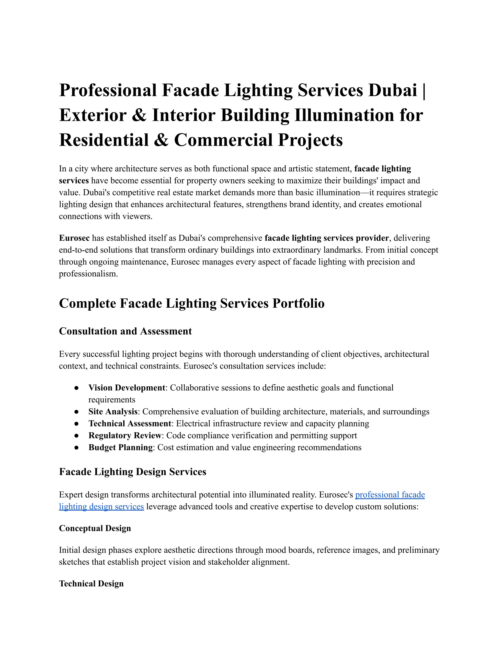 Professional Facade Lighting Services Dubai _ Exterior & Interior ...