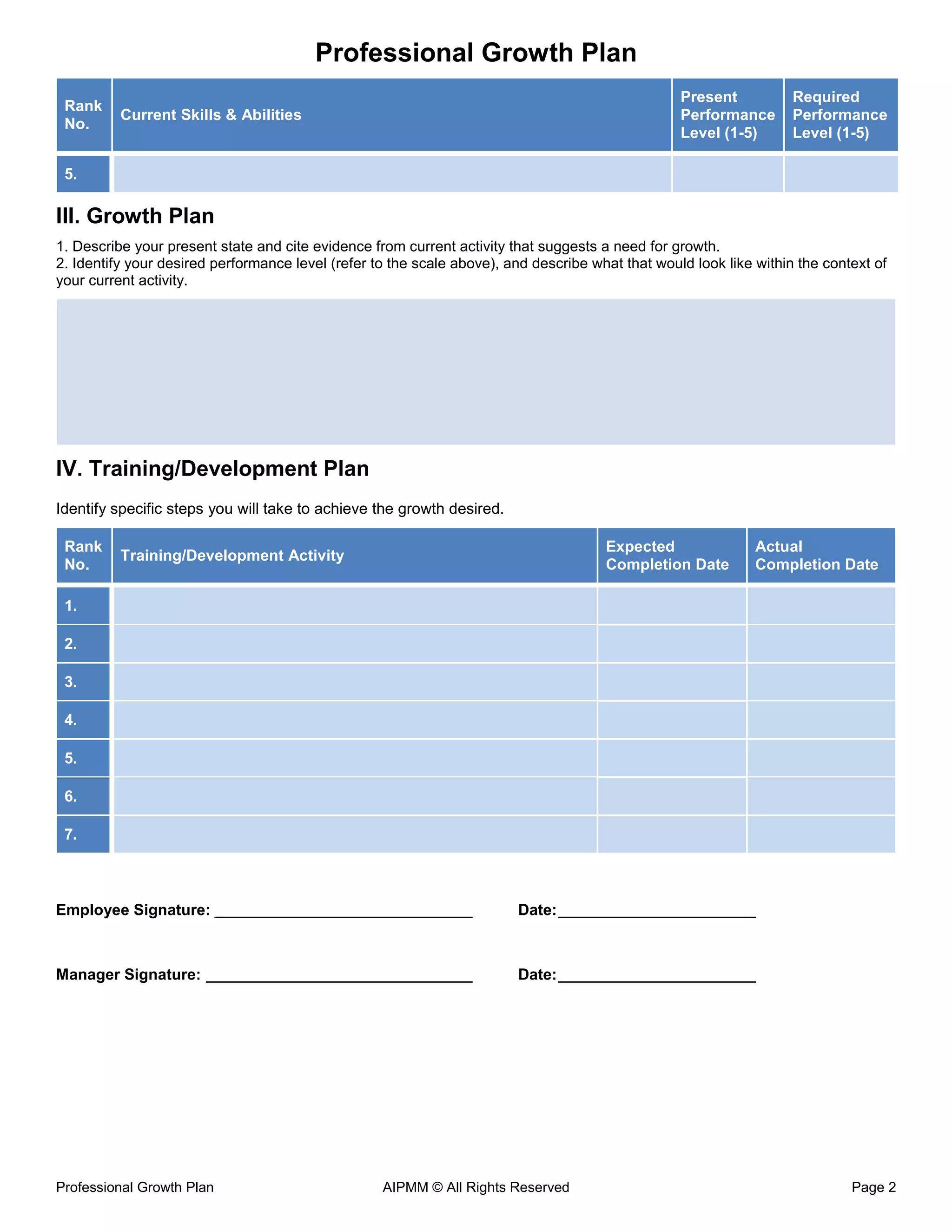 Professional Growth Plan Template - H. Del Castillo, AIPMM | DOCX