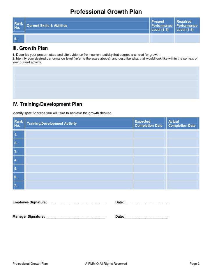 Professional Growth Plan Template - H. Del Castillo, AIPMM