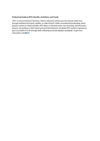 Professional Guide to IPTV: Benefits, Limitations, and Trends | DOCX