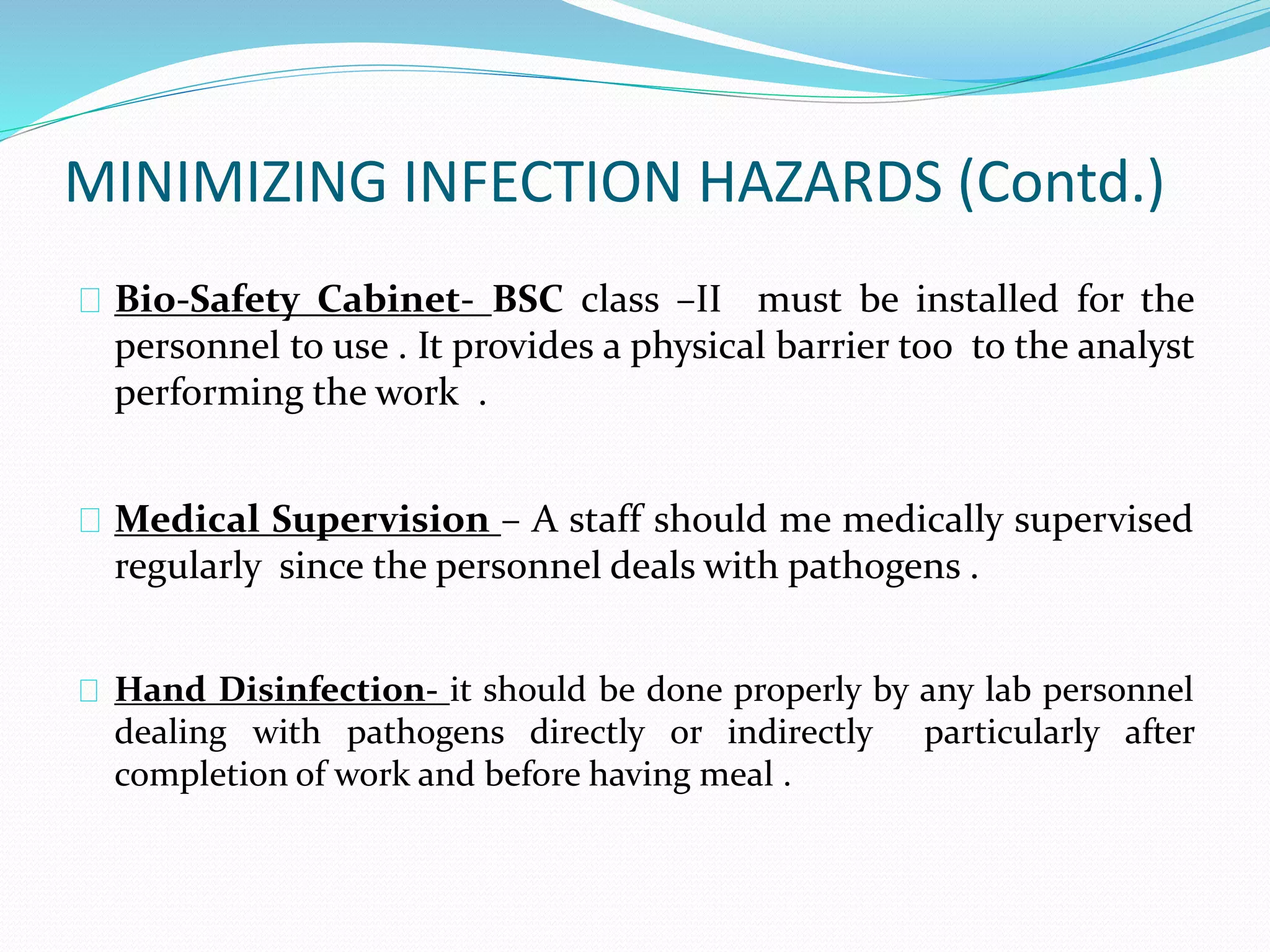 Professional health hazards in a microbiology laboratory and ...