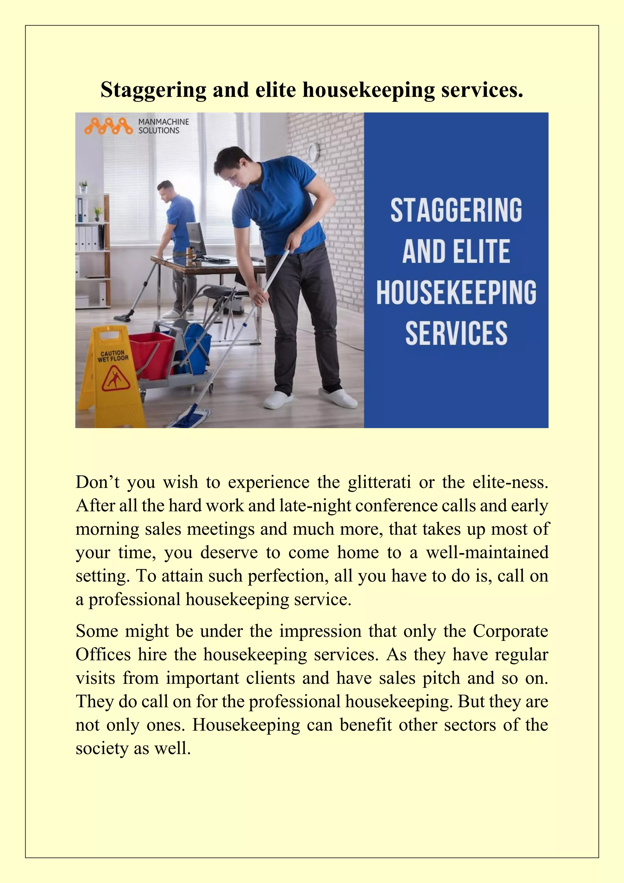 Professional housekeeping services come in highly recommended | PDF