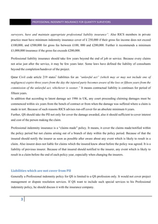 Professional indemnity insurance for quantity surveyors | PDF
