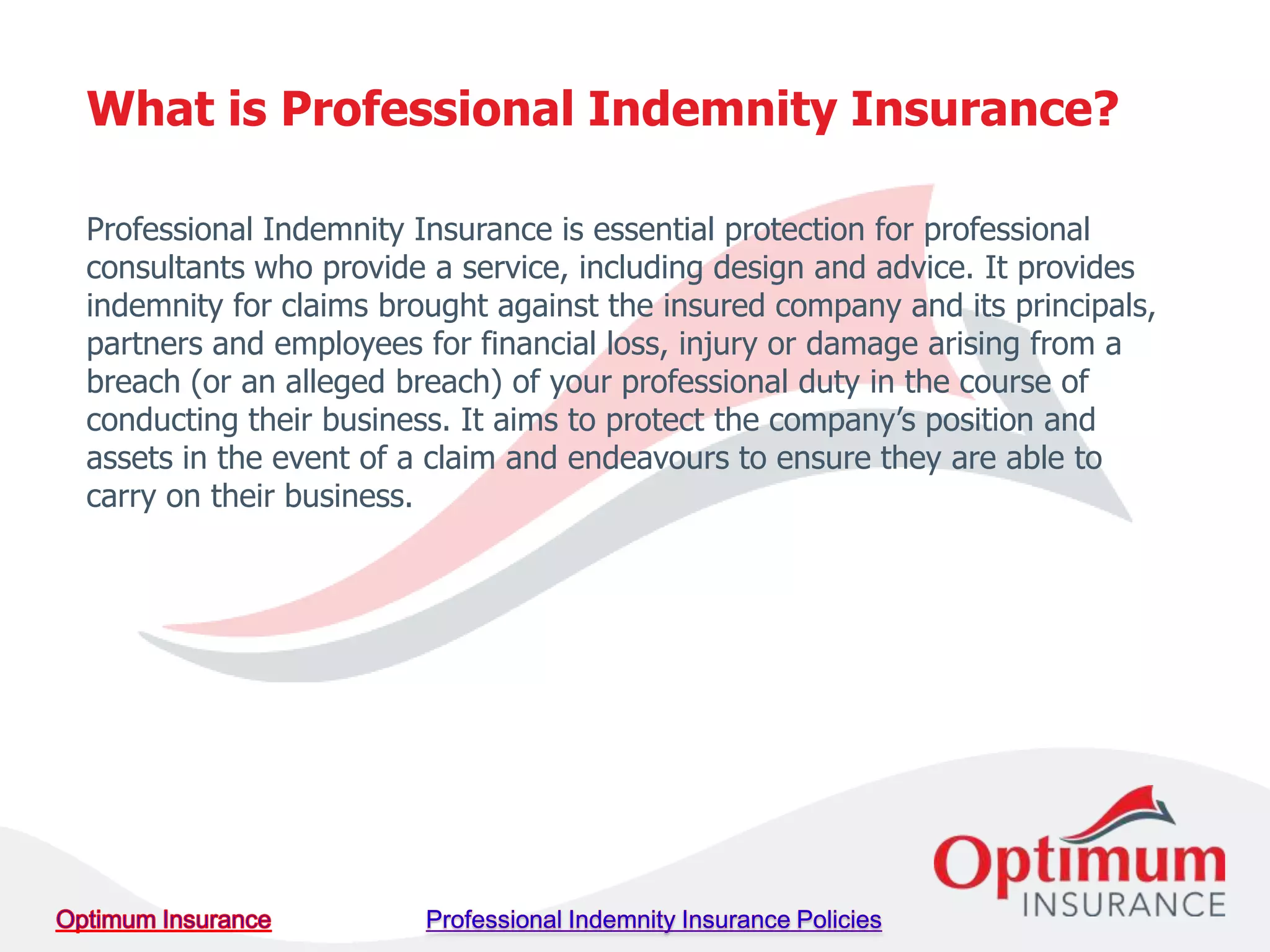 Professional indemnity insurance policies | PPTX