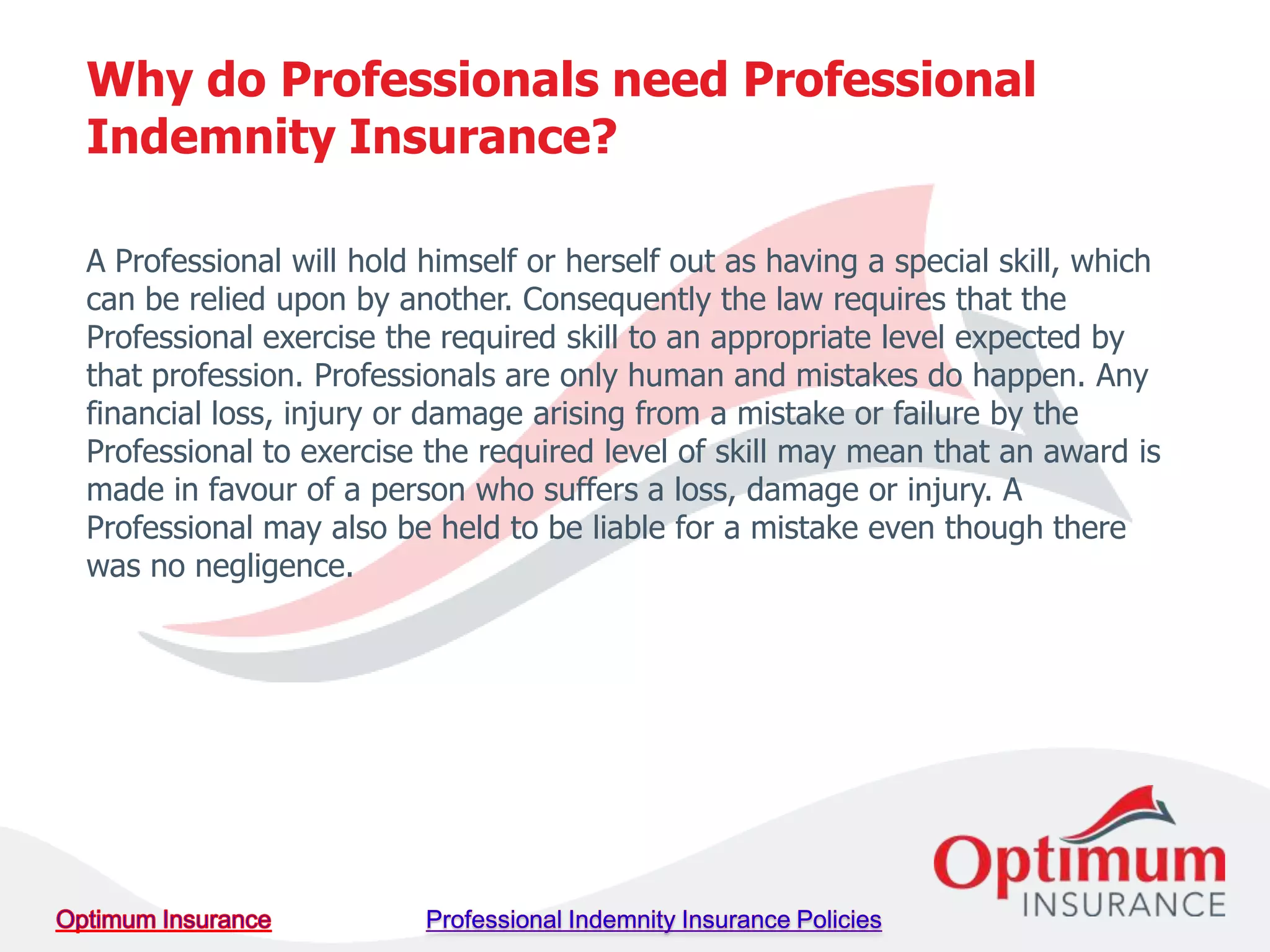 Professional indemnity insurance policies | PPTX