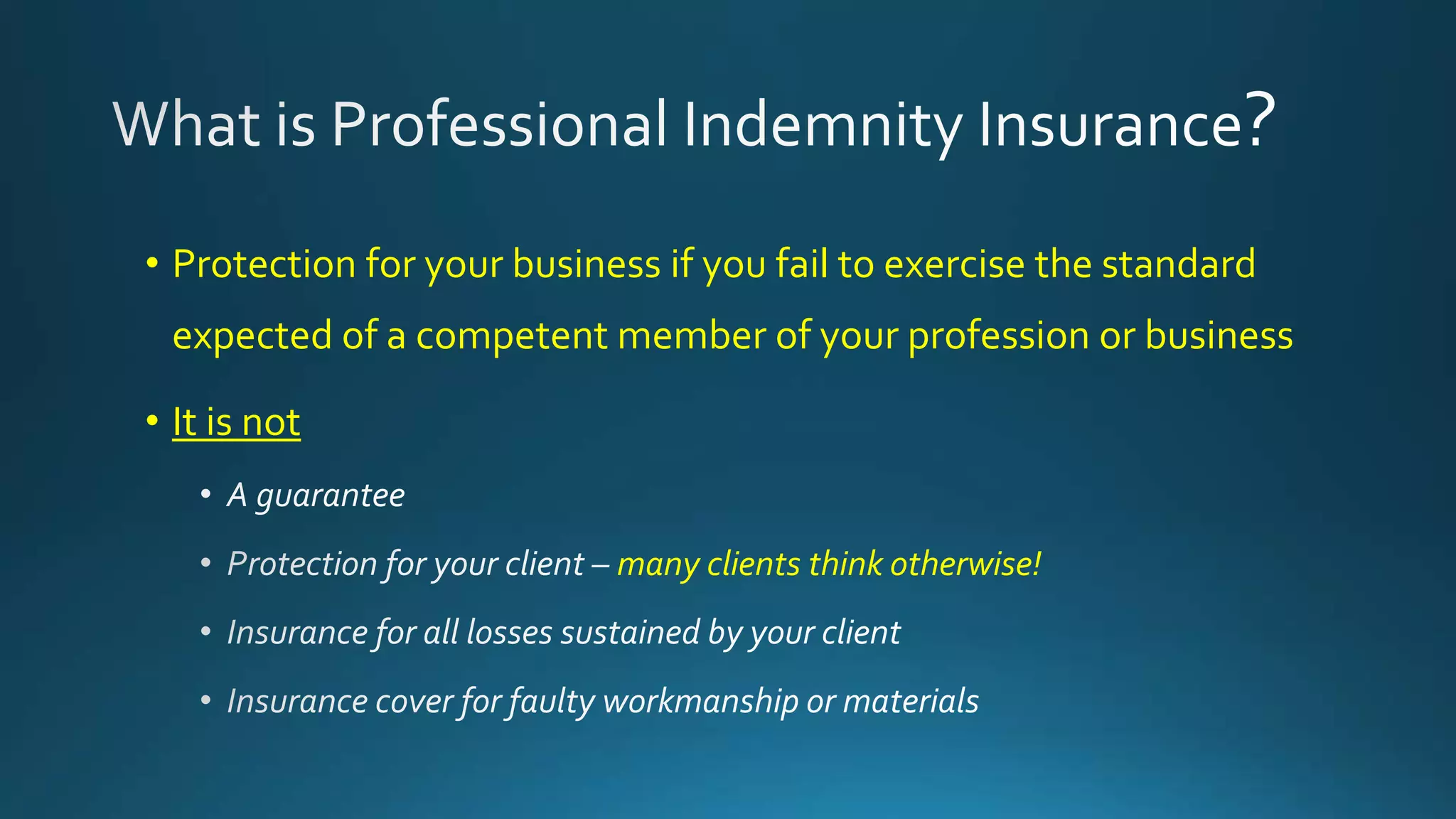 Professional Indemnity Presentation Pptx