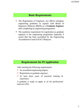 Route to Professional Engineer through IEM/BEM in Malaysia. | PDF